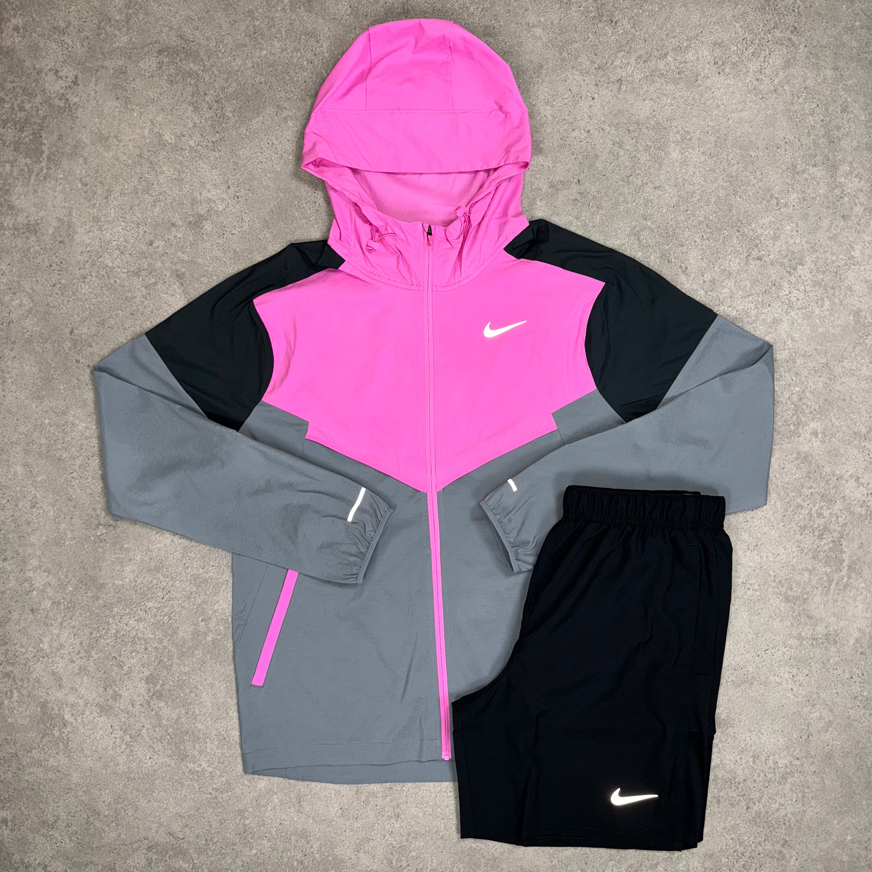 Nike Light Windrunner Shorts Set (Playful-Pink/Black) – Pristine Moda